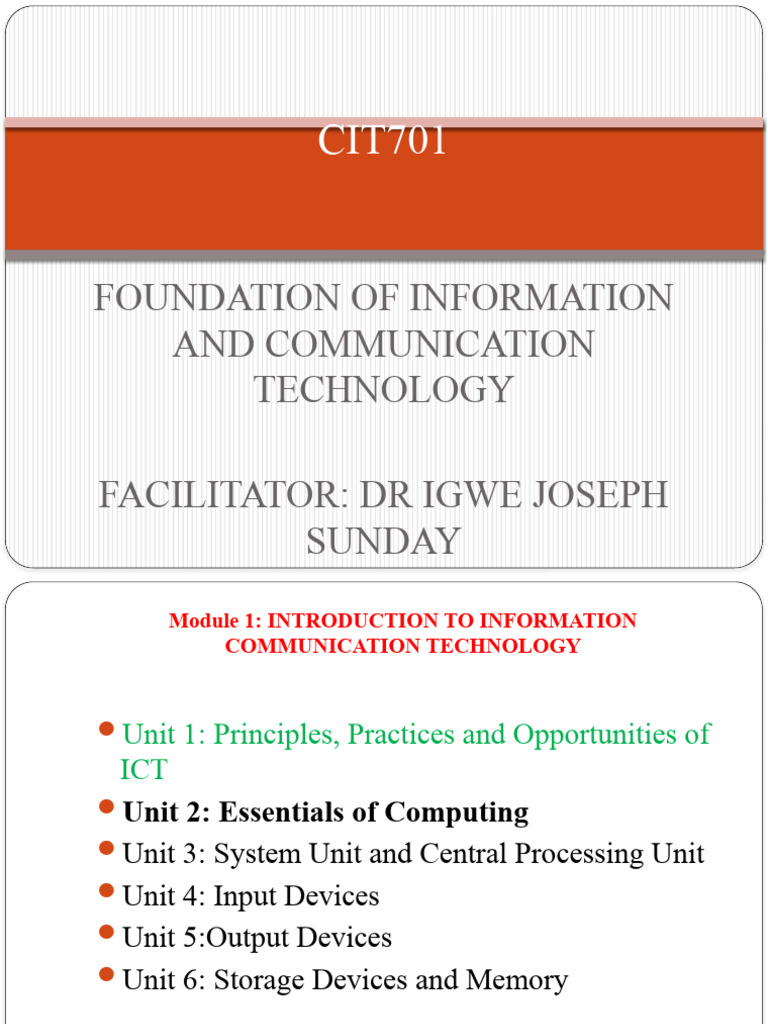 Lect Two CIT701 | PDF | Information | Information Technology