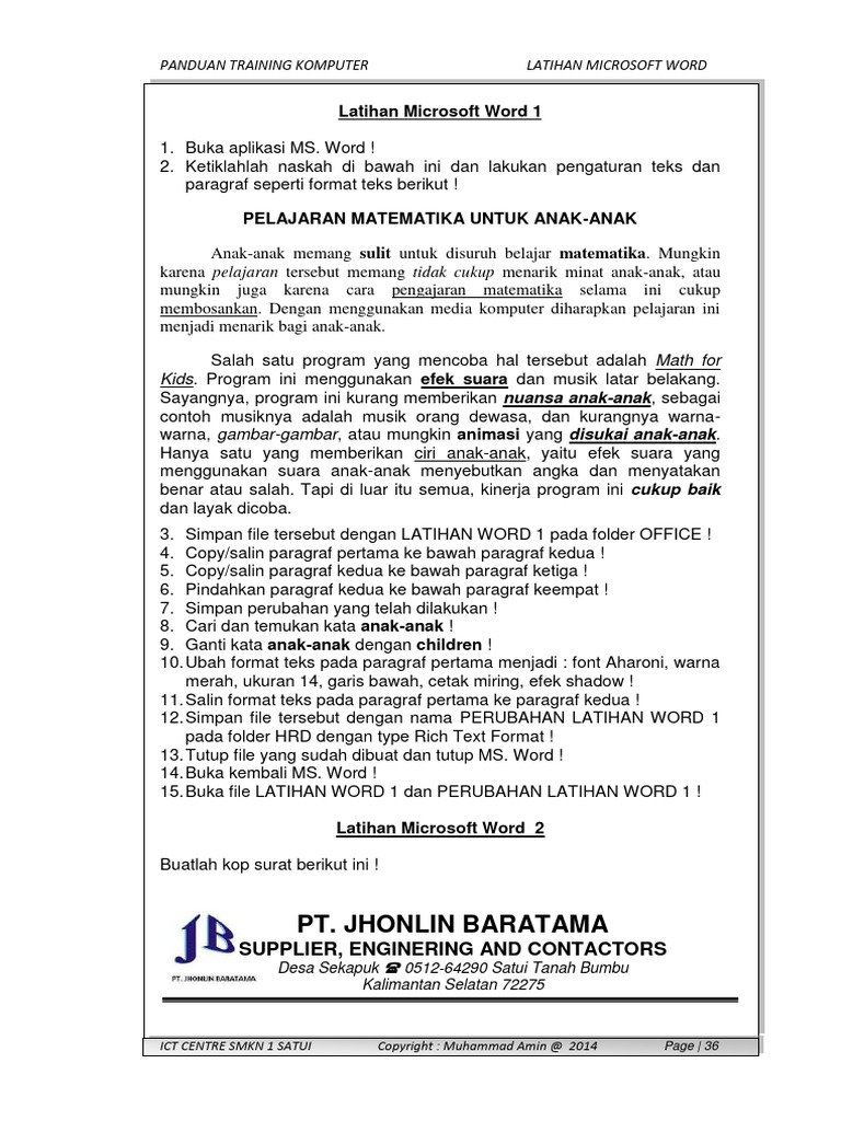 03 Latihan Microsoft Word | PDF