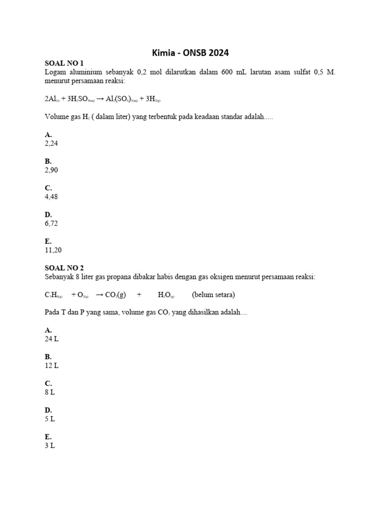 Latihan Soal Olim Kimia Sma | PDF