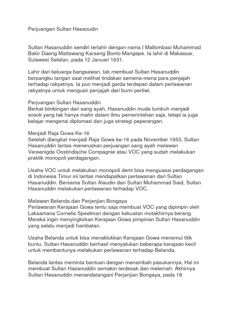 Perjuangan Sultan Hasanudin | PDF