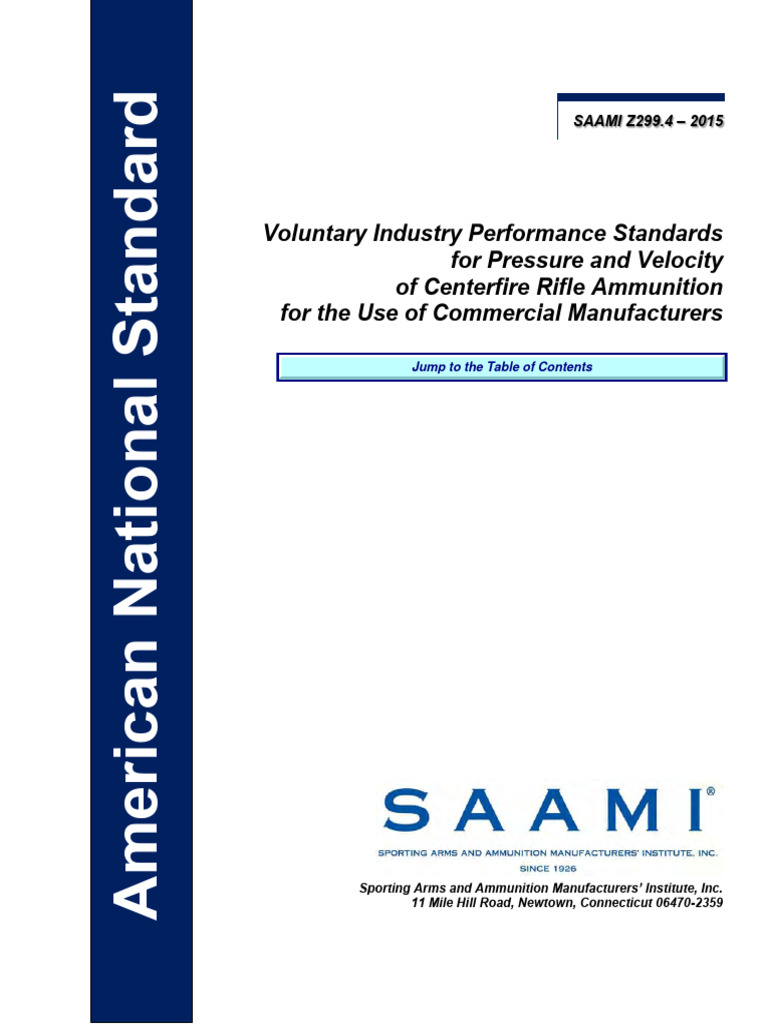 ANSI SAAMI Z299.4 CFR Approved 2015-12-14 Posting | PDF | Cartridge ...