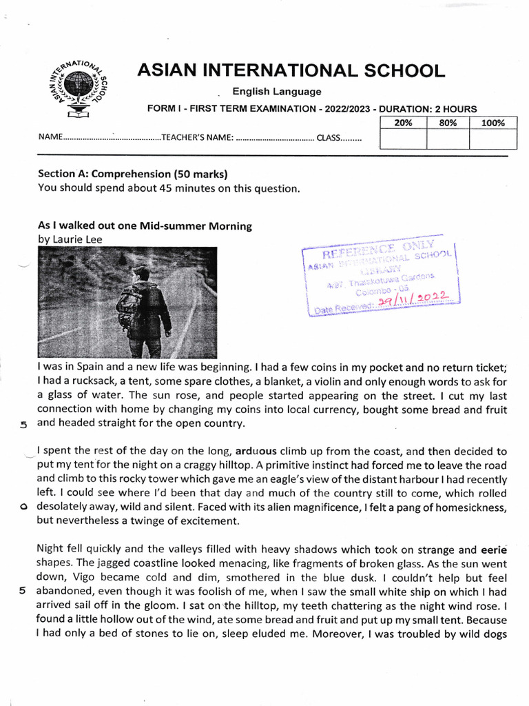 Form 1 English Language - December 2022.pdf Uwu | PDF