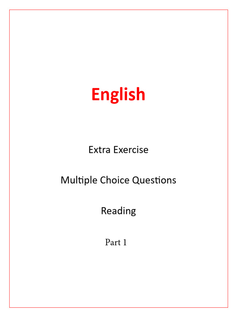 Reading Comprehension Exercise Easy Level Pdf
