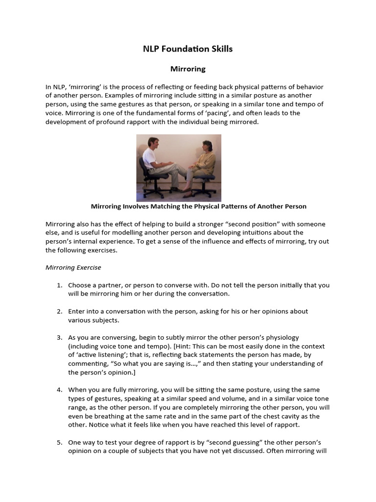 NLP Foundation Skills - Mirroring | PDF