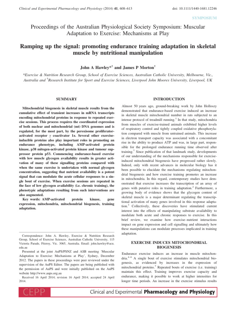 Clin Exp Pharma Physio - 2014 - Hawley - Ramping Up The Signal ...