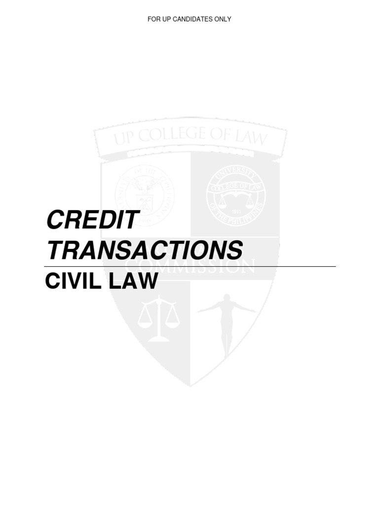 UP Notes - Credit Transactions | PDF | Credit Card | Loans