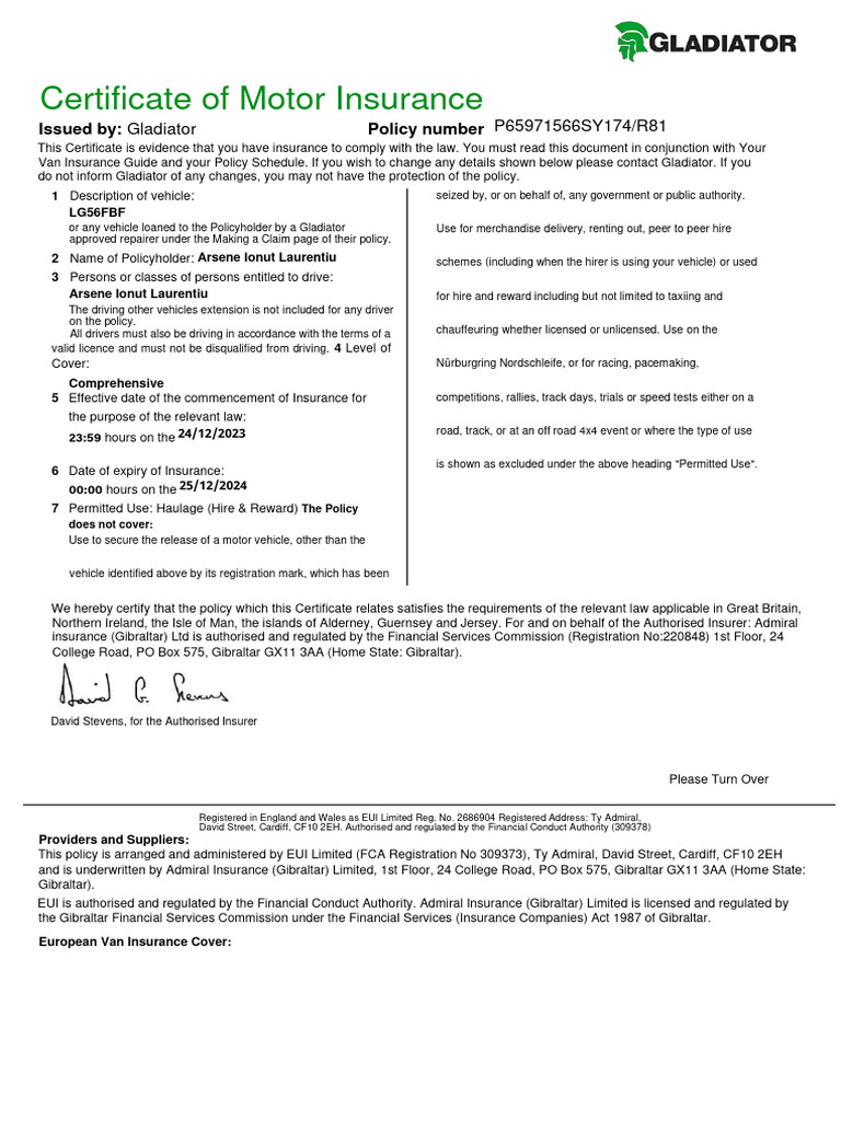 Certificate of Insurance | PDF | Insurance | Vehicle Insurance