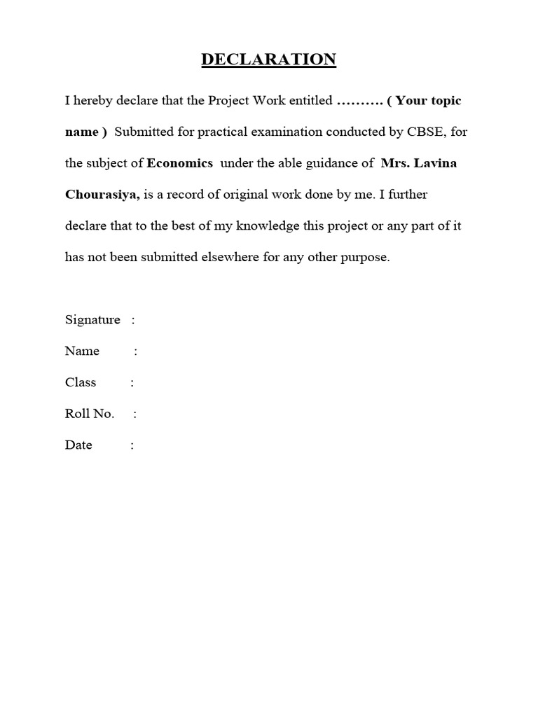 DECLARATION Economics | PDF | Career & Growth | Social Science