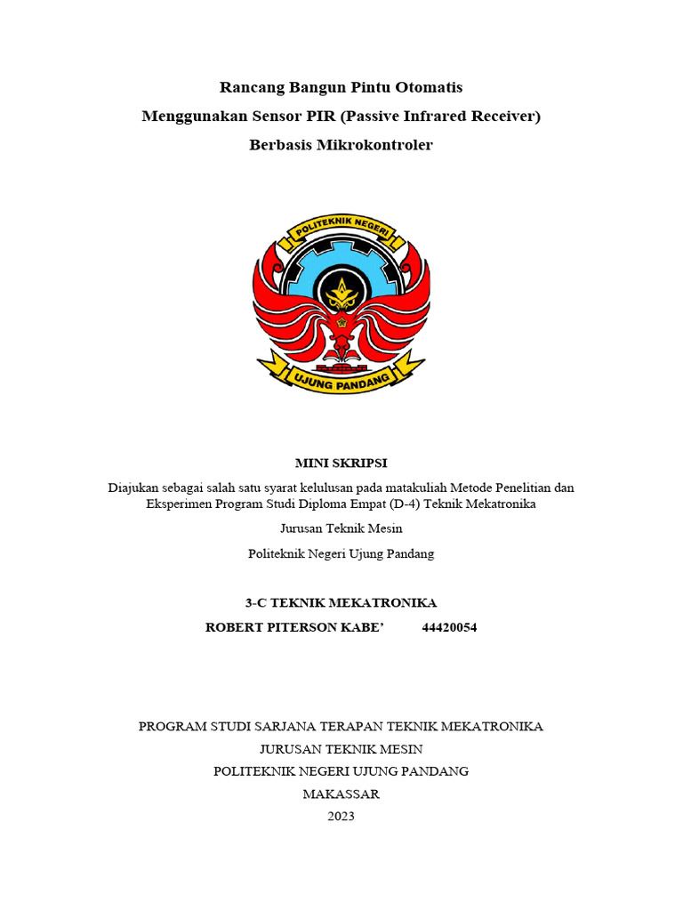 Skripsi - Rancang Bangun Pintu Otomatis Berbasis Sensor PIR Menggunakan Arduino | PDF | Seni