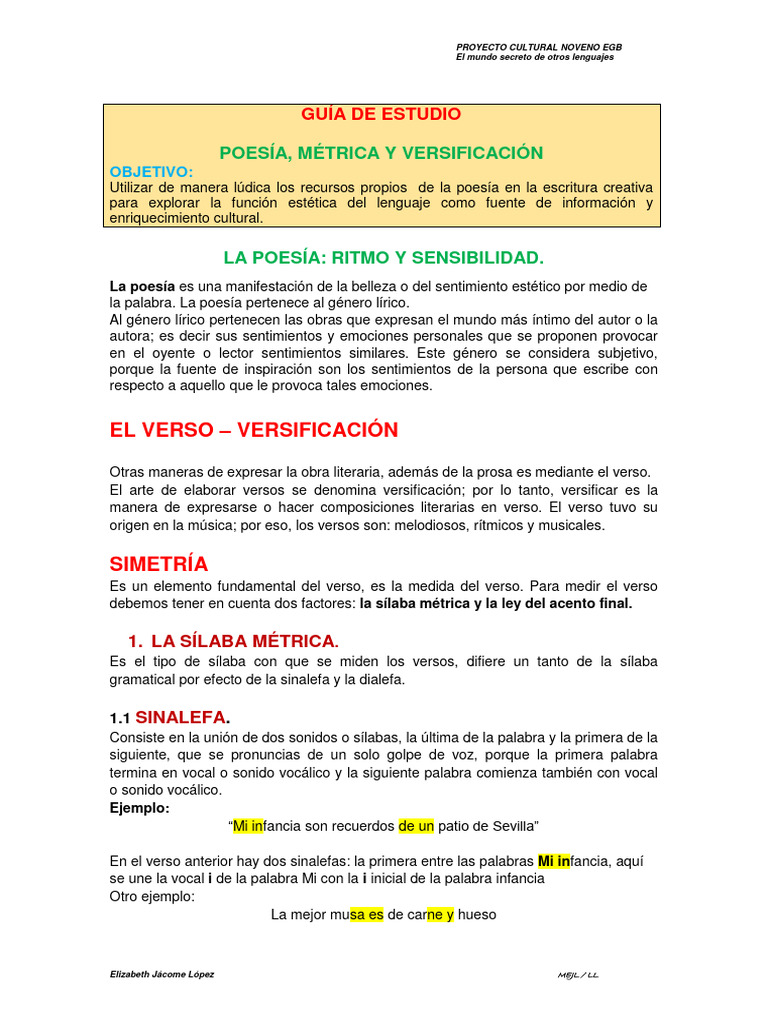 Poesía, Métrica y Versificación | PDF | Poesía | Metro (poesía)