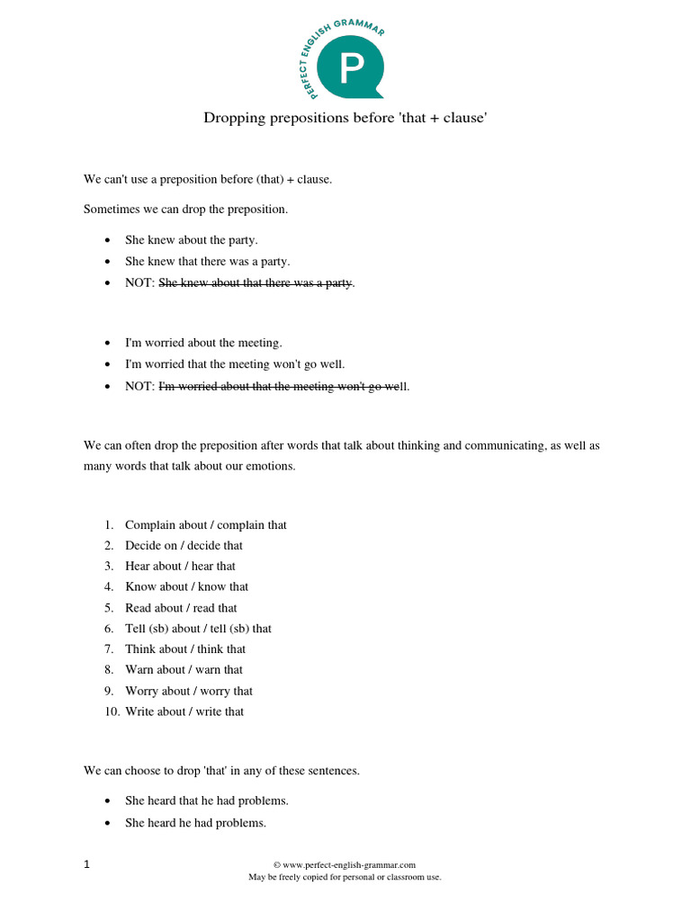 Perfect English Grammar - Prepositions - Droppin | PDF | Language ...