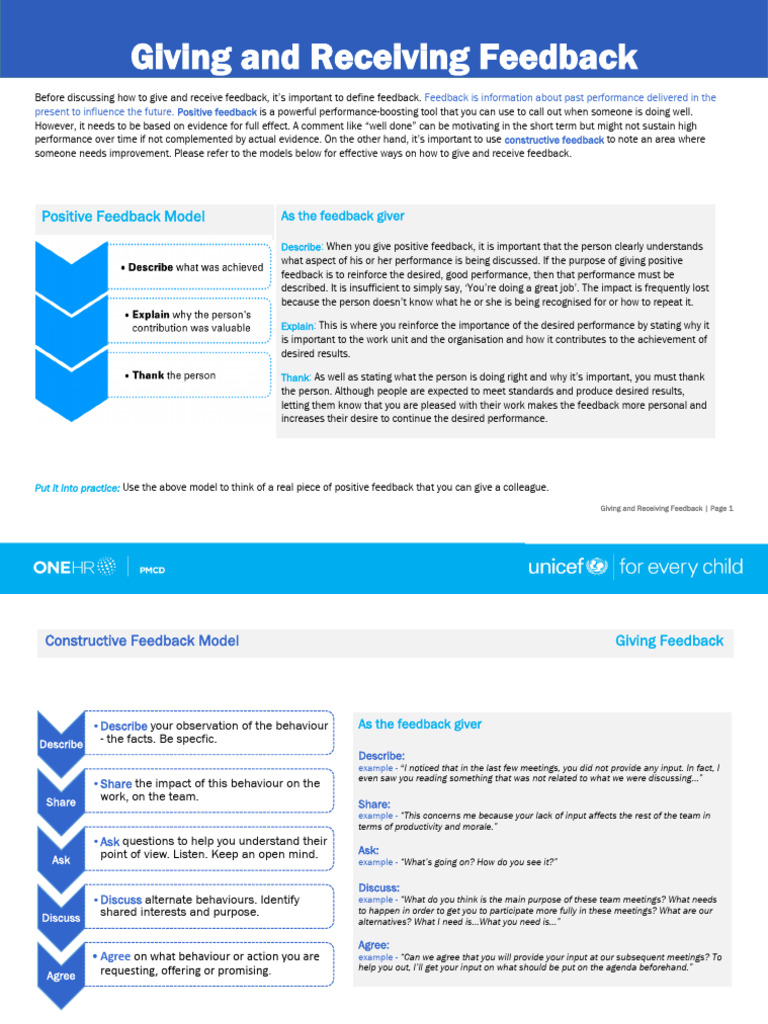 Giving and Receiving Feedback | PDF