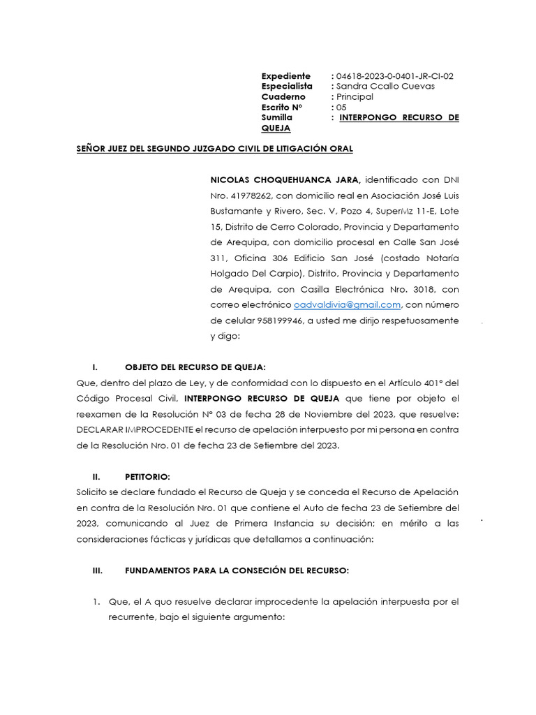 Recurso de Queja | PDF