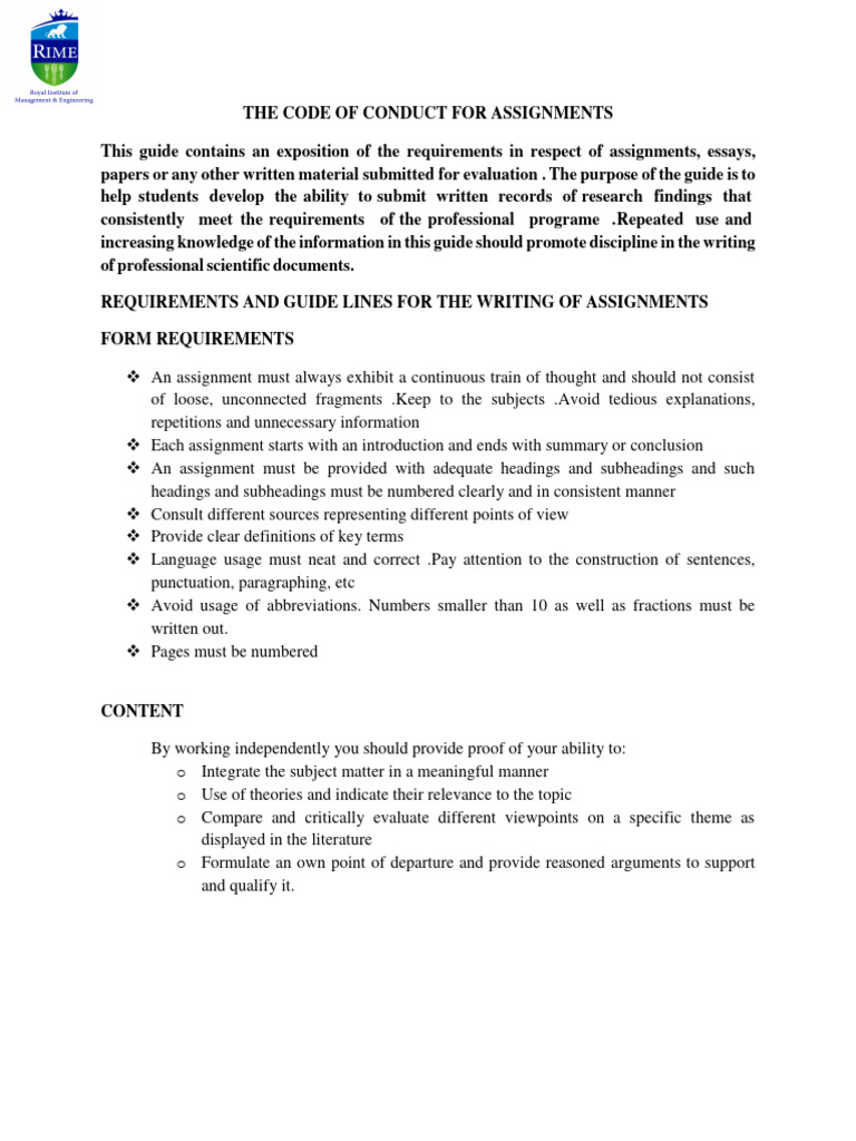 Assignment Writing Guidelines | Download Free PDF | Written ...