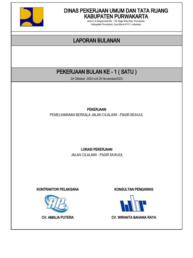 Laporan Bulanan 1 - CV Amalia Putra | PDF