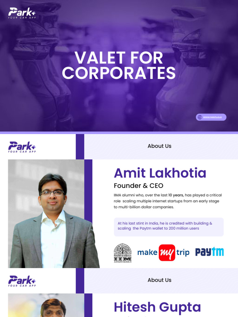 Park+ Valet For Corporates | PDF | Mobile App | Car