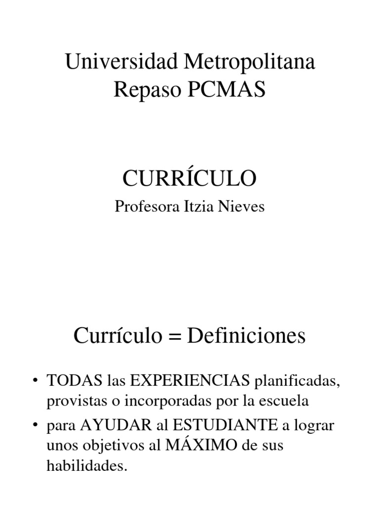 PCMAS Repaso-Curriculo | PDF | Plan de estudios | Diseño