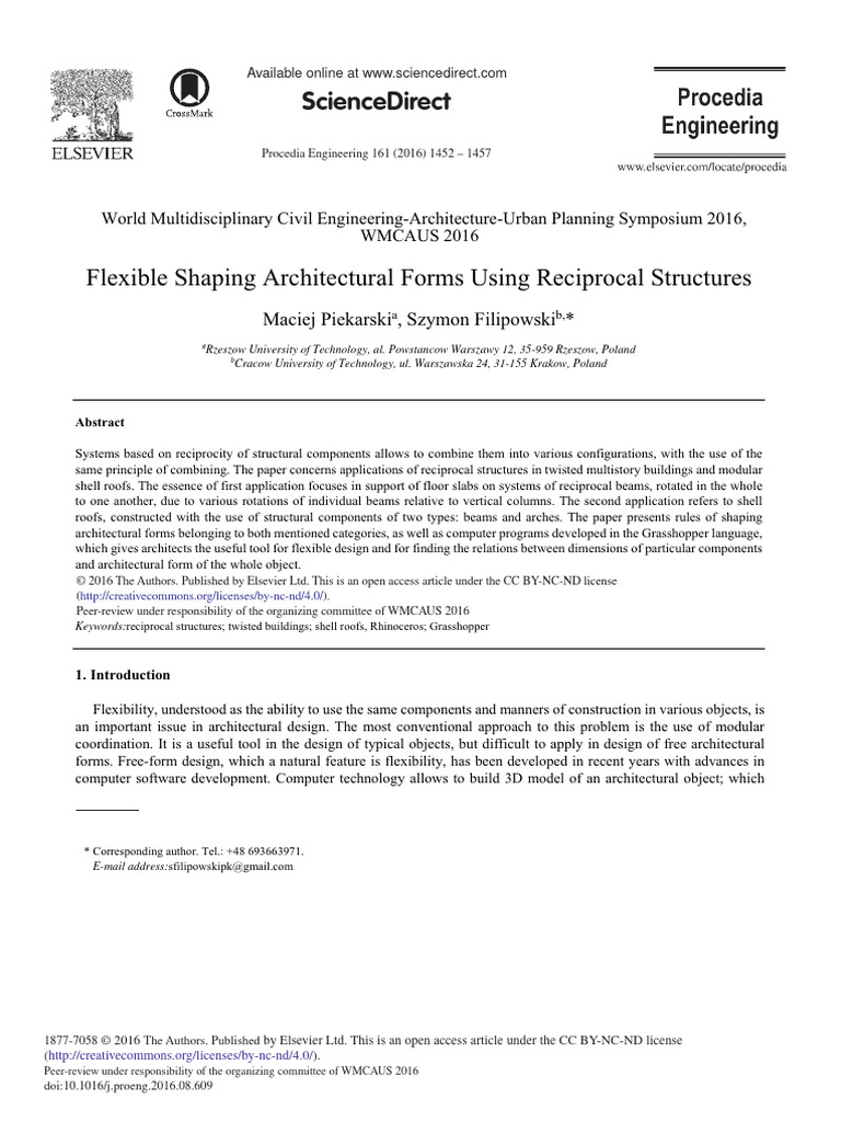Flexible Shaping Architectural Forms Using Reciprocal Structures | PDF | Public Sphere | Elsevier