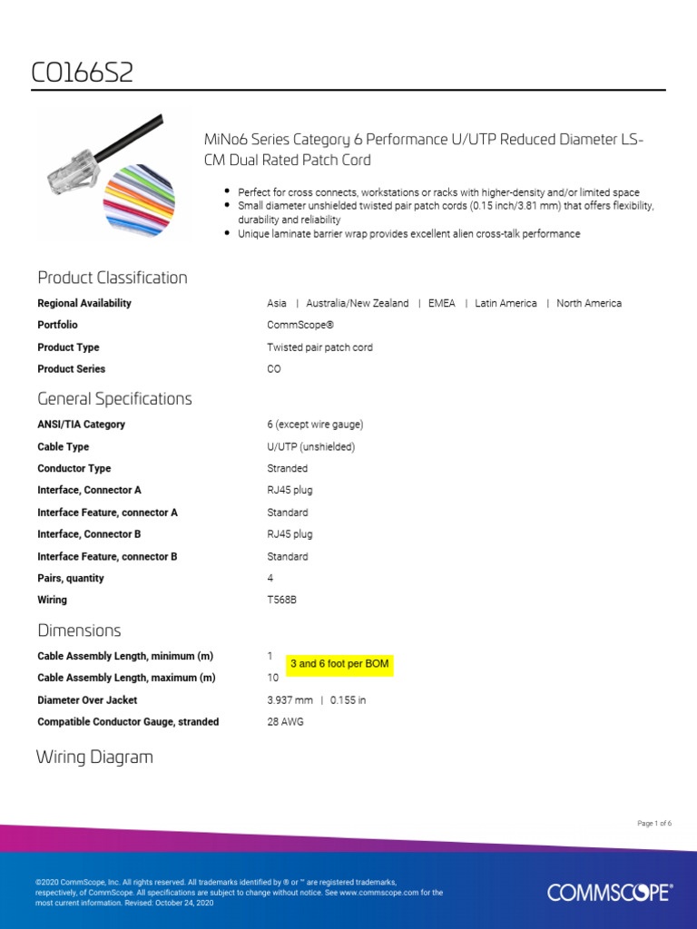 Commscope CAT6 Patch Cables Spec | PDF | Electrical Connector ...