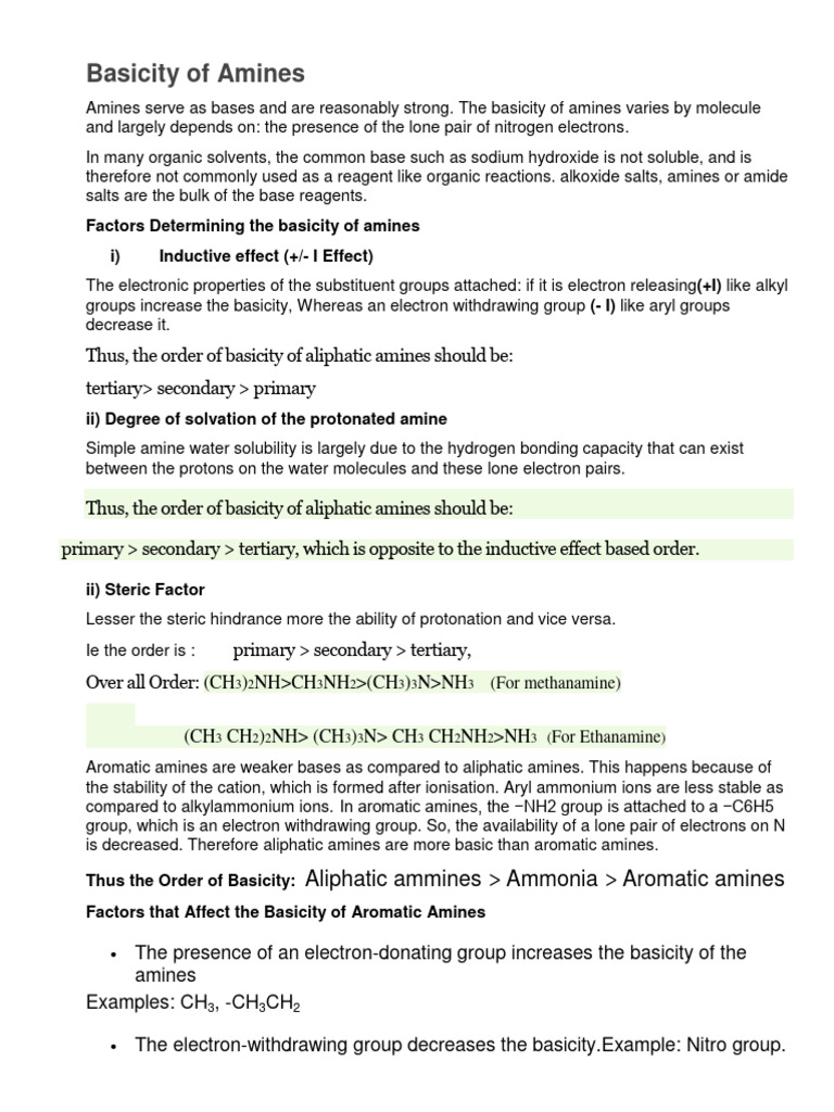 Basicity of Amines | PDF