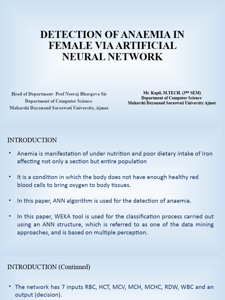 ANN by KAPIL | PDF | Anemia | Machine Learning