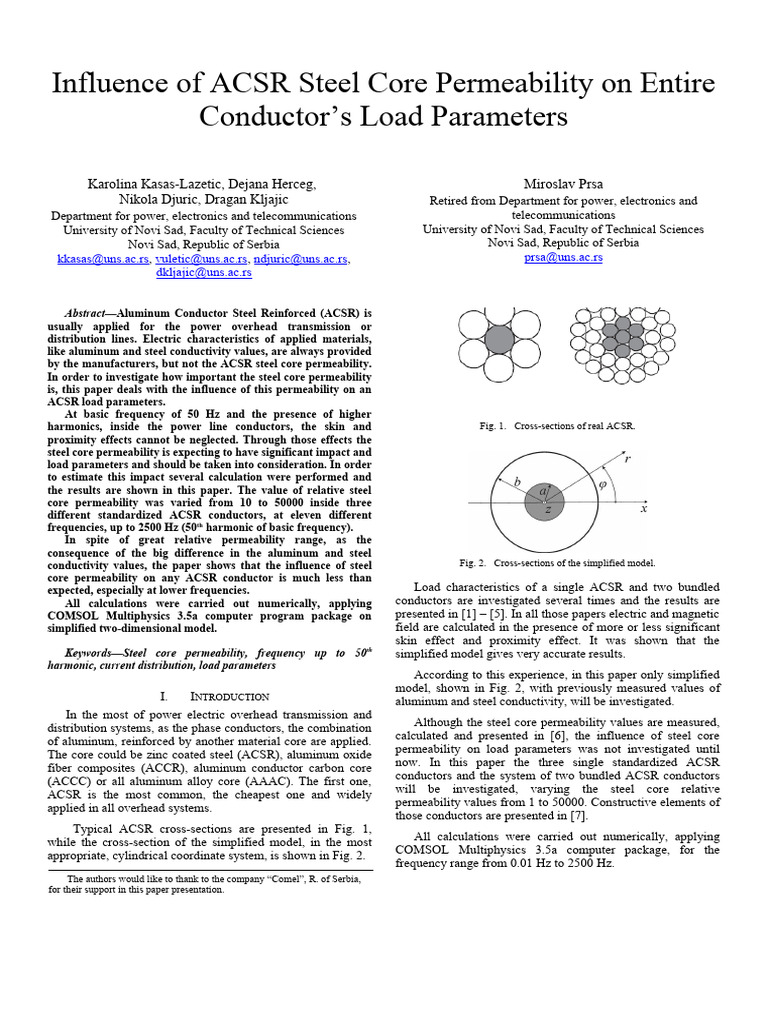 Influence of ACSR Steel Core Permeability On Entire Conductor's Load ...