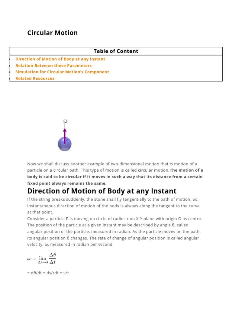 Circular Motion | PDF | Acceleration | Motion (Physics)