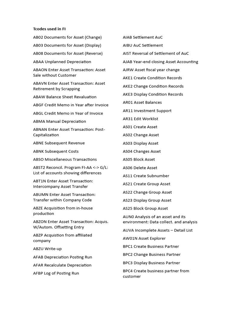 TCodes and Fiori Apps | PDF | Business | Law