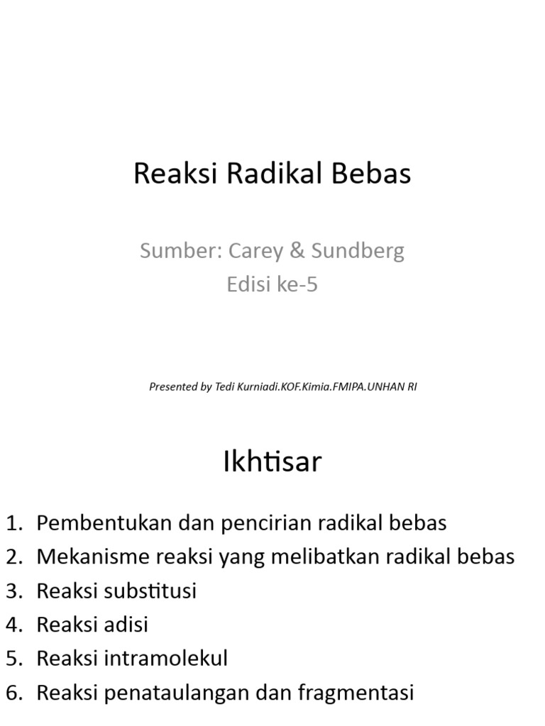 Mekanisme dan Reaksi Radikal Bebas | PDF