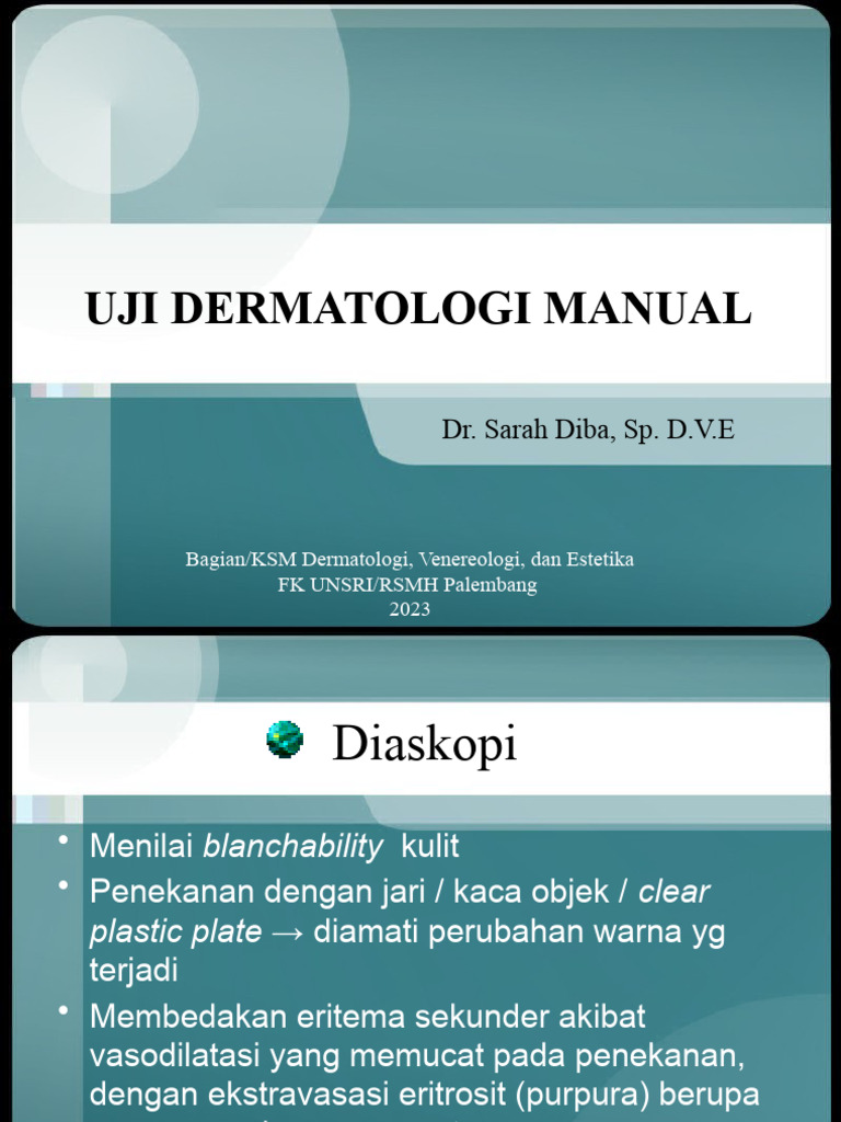 Update Uji Dermatologi Manual-Dr Sarah Diba SP - DVE | PDF