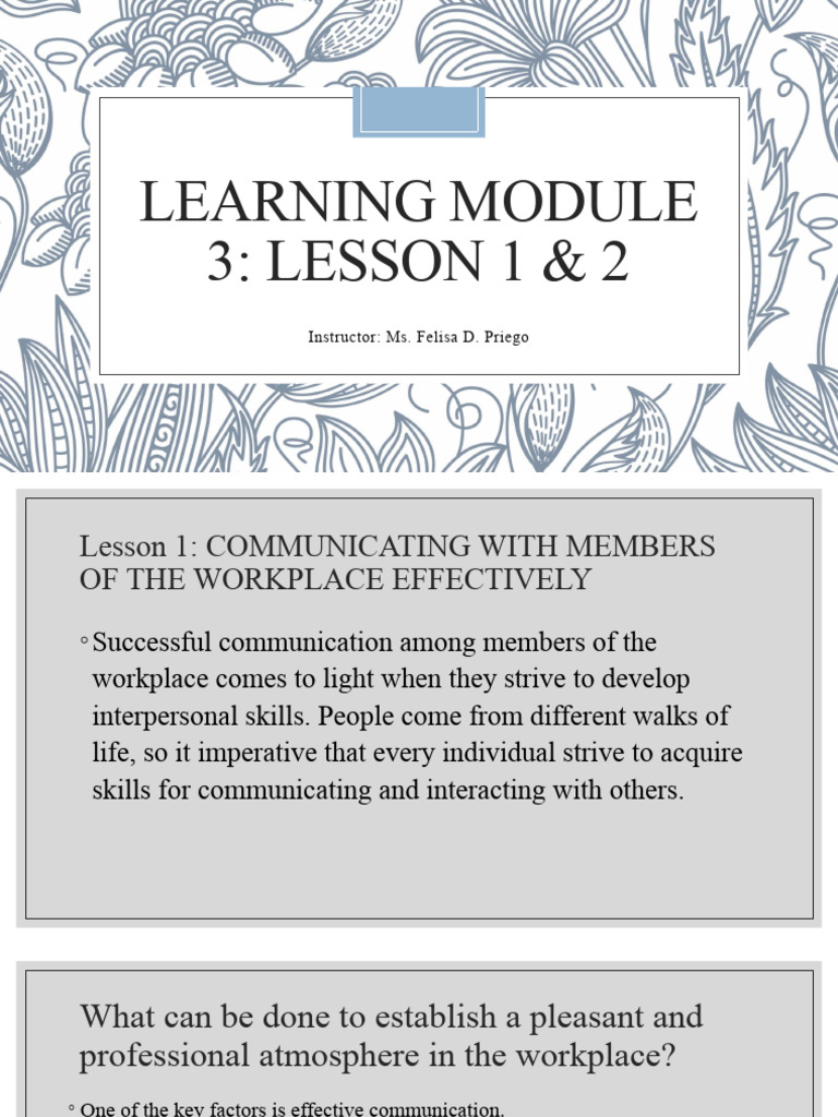 Learning Module 3 Lesson 1 2 | PDF | Memorandum | Communication