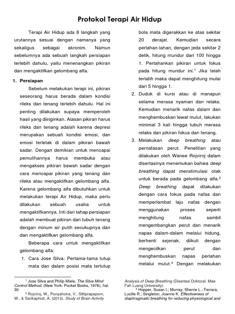 Protokol Terapi Air Hidup | PDF | Pengembangan Diri | Kesehatan Holistik