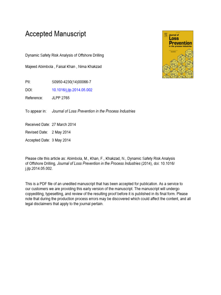 Dynamic Risk Analysis in Offshore Drilling | PDF | Risk | Blowout (Well ...