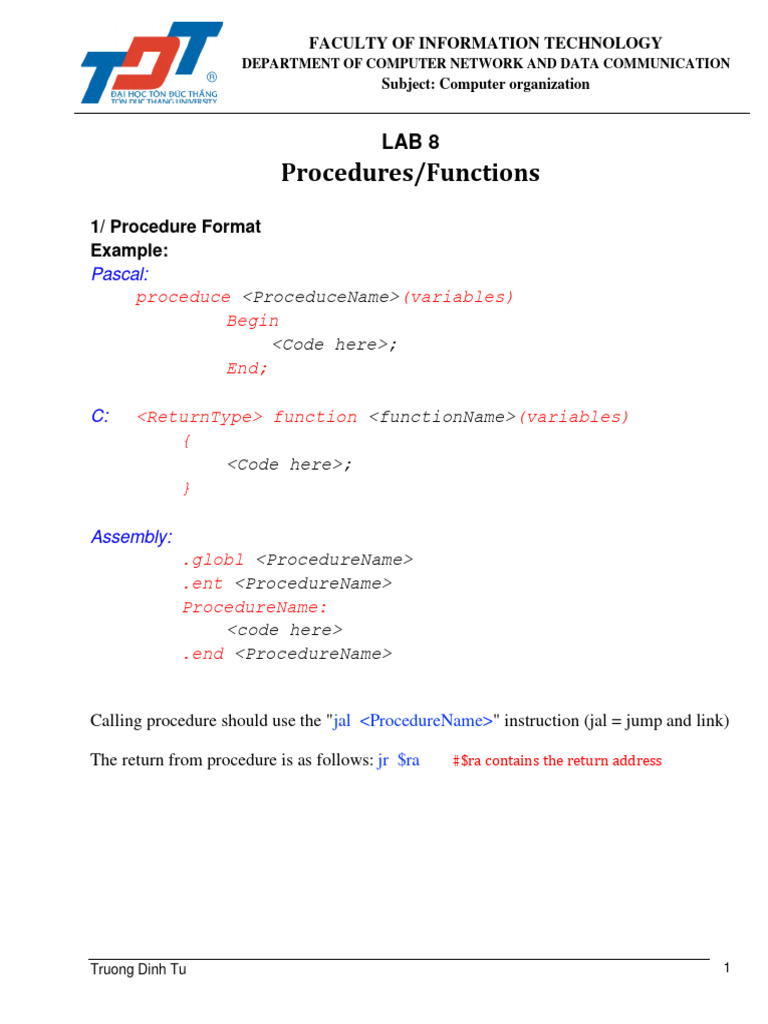 Lab 8 - Procedures - Functions | PDF | Computing | Information Technology Lab 8 - Procedures - Functions | PDF | Computing | Information Technology