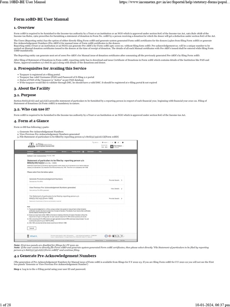 Form 10BD-BE User Manual Income Tax Department | PDF | Comma Separated ...