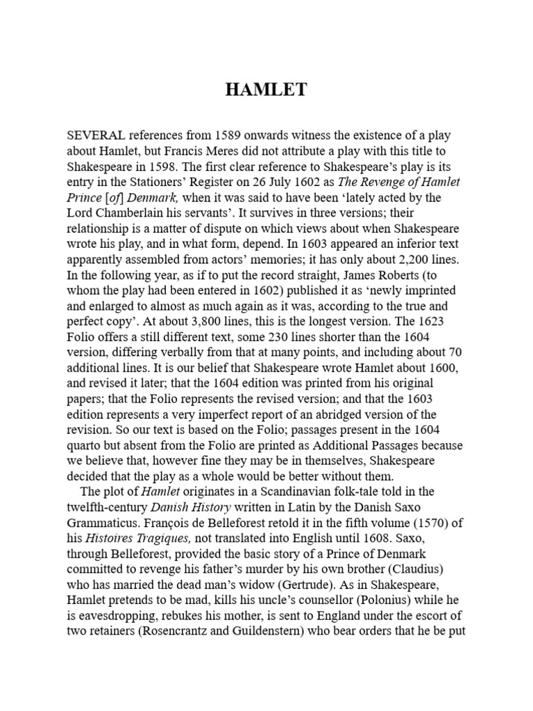 Hamlet - William Shakespeare | PDF