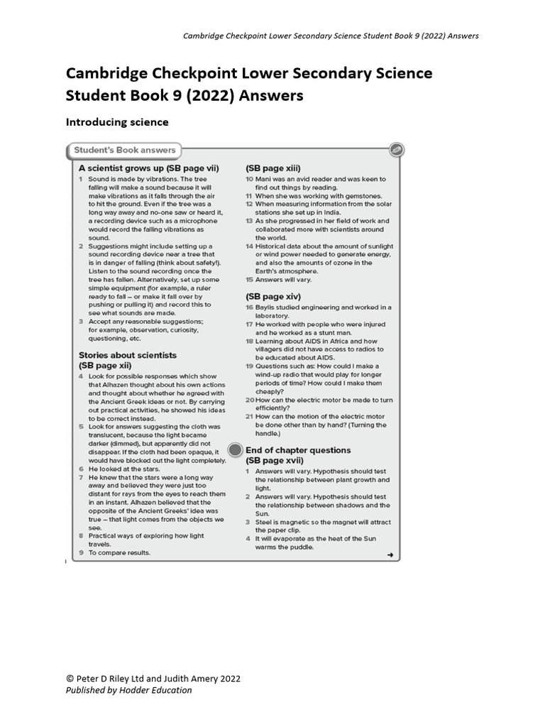 CCLS Science Student Book 9 Answers | PDF | Chemistry | Nature