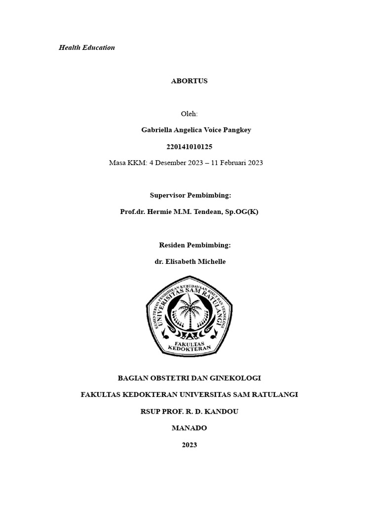 Gabriella A.V. Pangkey - HE - ABORTUS | PDF