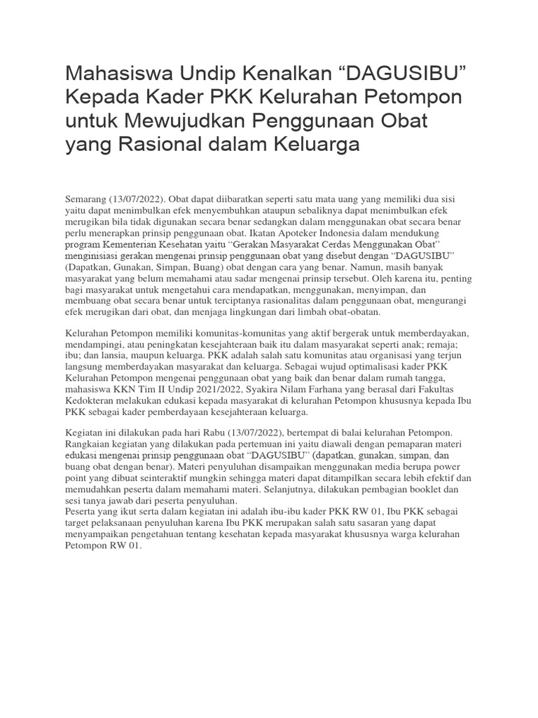 Mahasiswa Undip Kenalkan | PDF