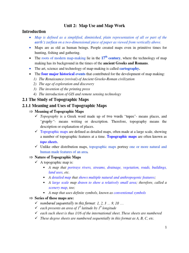 Unit 2 - Lecture Note | PDF | Map | Topography
