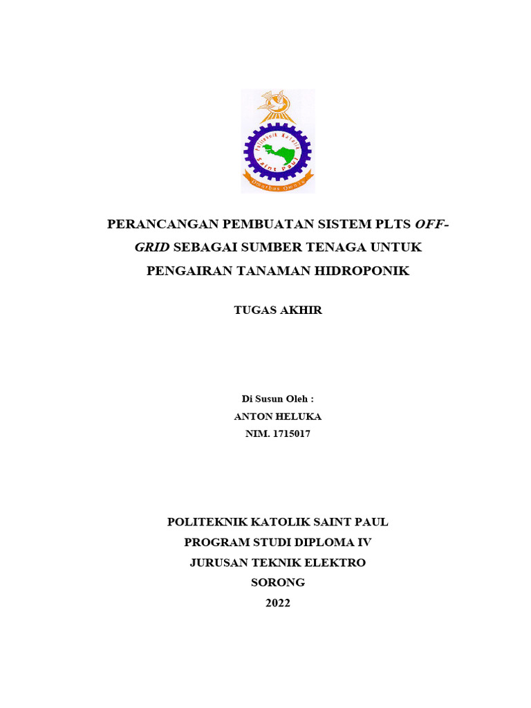 Proposal Tugas Akhir (Anton Heluka) | PDF | Teknologi & Rekayasa