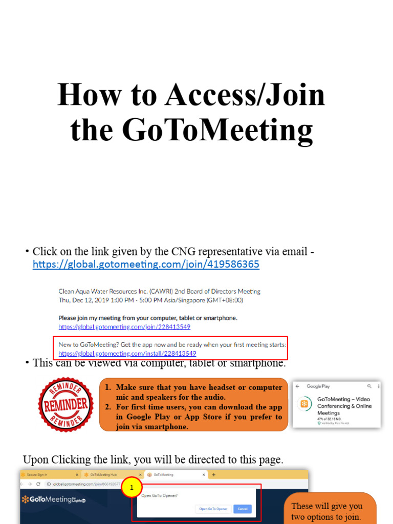How To Access GoToMeeting - Attendee | PDF