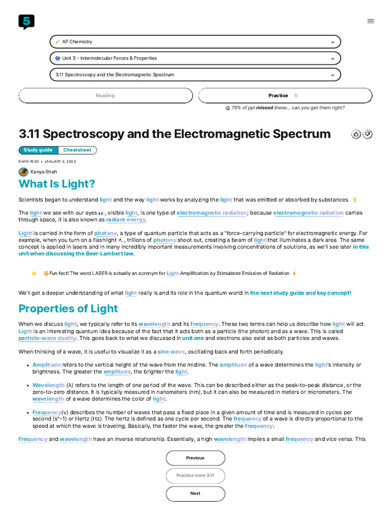 AP Chem Unit 3.11 Spectroscopy & The Electromagnetic Spectrum - AP ... AP Chem Unit 3.11 Spectroscopy & The Electromagnetic Spectrum - AP ...