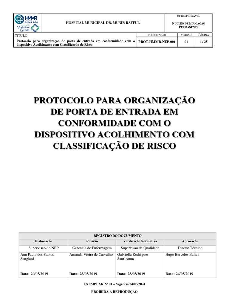 PROT-HMMR-NEP-001Protocolo para OPEDA | PDF | Negócios | Ciências e ...
