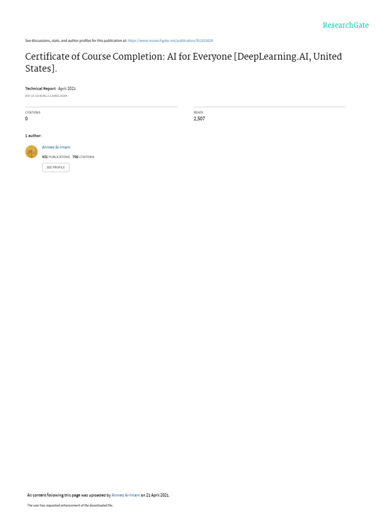 Certificate: AI for Everyone Course | PDF | Art