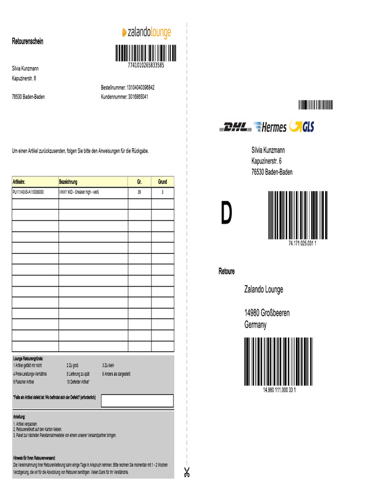 Retourenschein: Kapuzinerstr. 6 Silvia Kunzmann | PDF