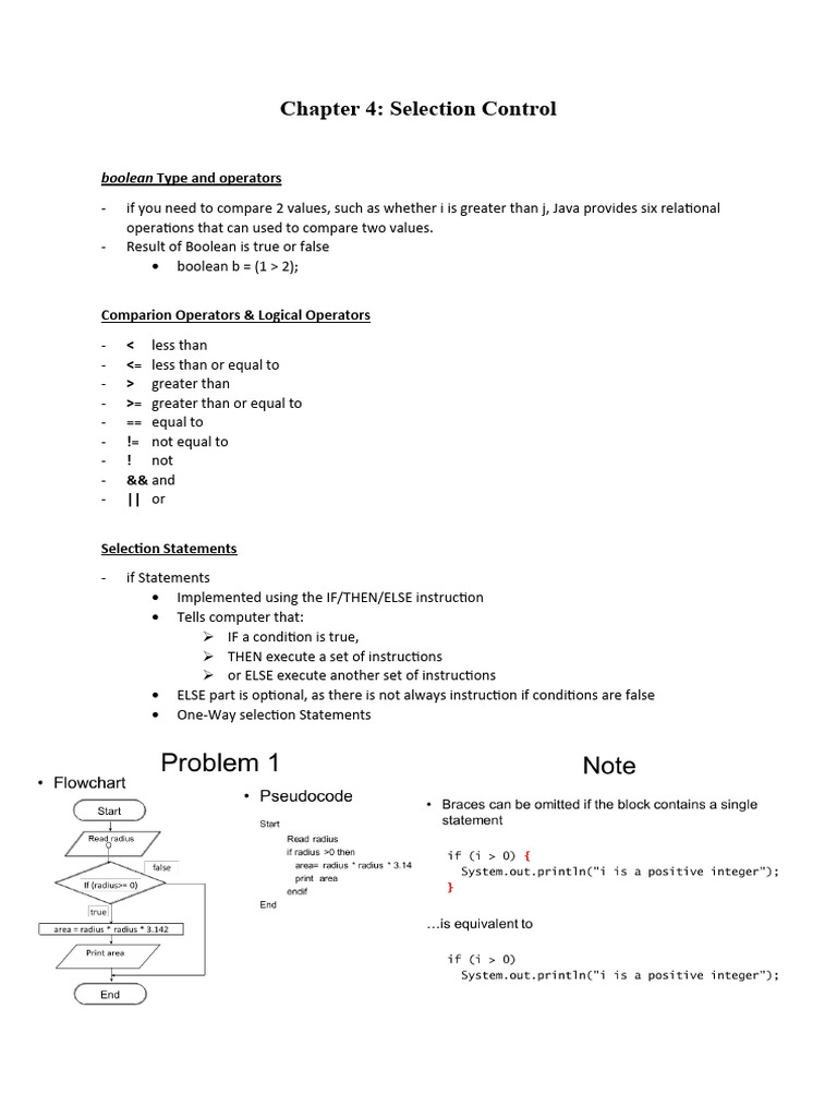 Chapter 4 Selection Control | PDF