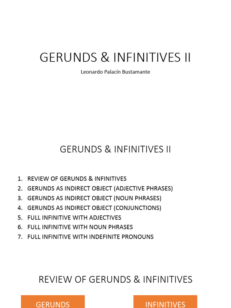 Gerunds and Infinitives Explained | PDF | Verb | Adjective
