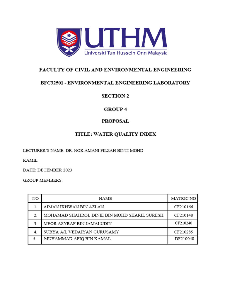 Proposal - Lab - Environment - G4 Edited | PDF | Water Quality | Water ...