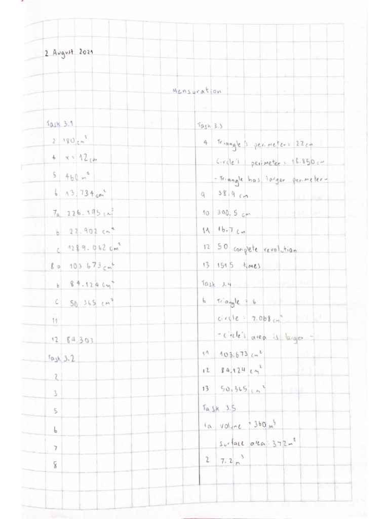 Maths HW - Mensuration | PDF